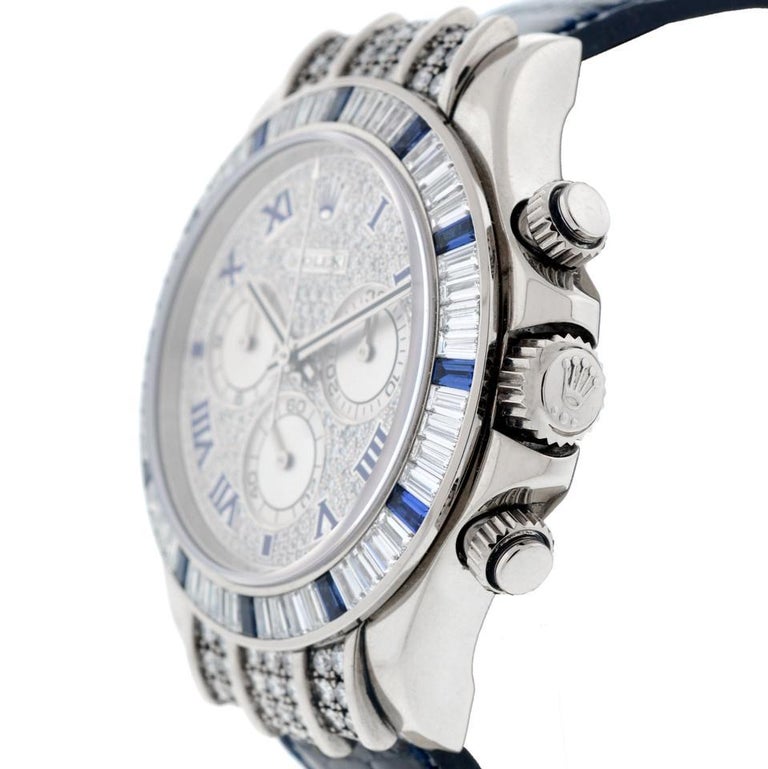 Rolex Blue 116599 Daytona 18 Karat White Gold Diamonds and Sapphires ...