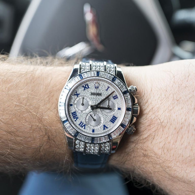 Rolex Blue 116599 Daytona 18 Karat White Gold Diamonds and Sapphires ...