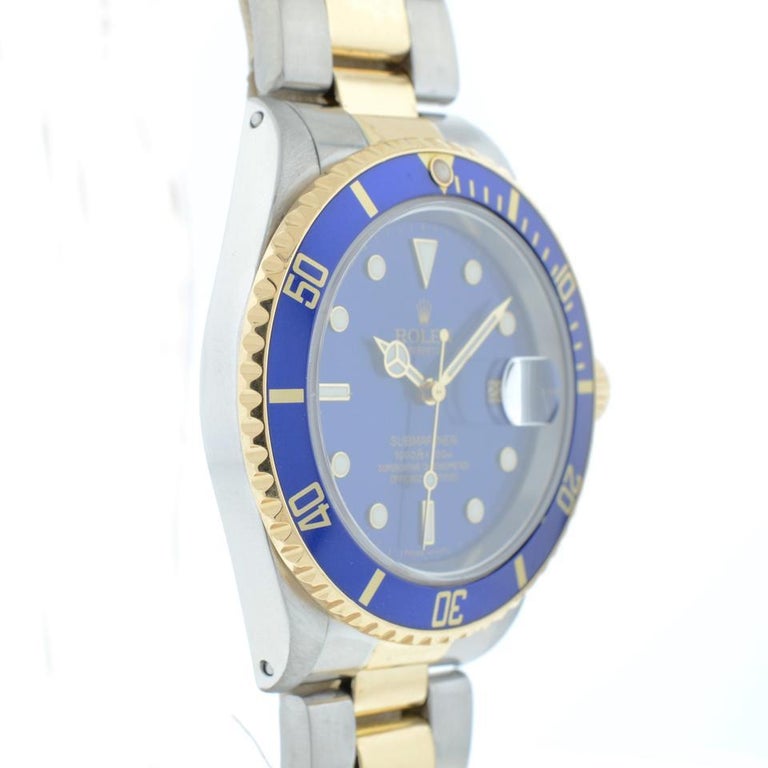 Rolex Blue 16613 Submariner Two Dial Men's Watch at 1stDibs