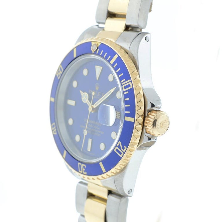 Rolex Blue 16613 Submariner Two Dial Men's Watch at 1stDibs