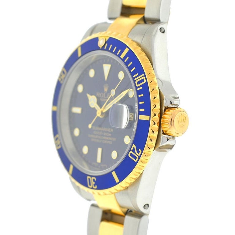Rolex Blue 16613 Submariner Two-tone Dial Men's Watch at 1stDibs