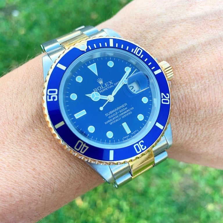 Rolex Blue 16613 Submariner Two-tone Dial Men's Watch at 1stDibs