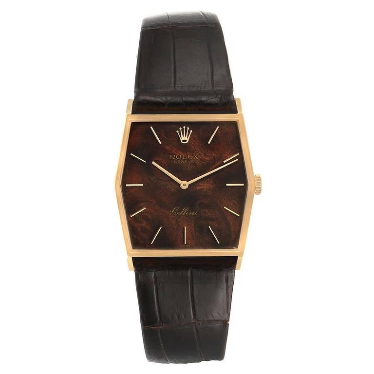 Rolex Cellini 18 Karat Yellow Gold Wood Dial Vintage Men's Watch 4122 ...