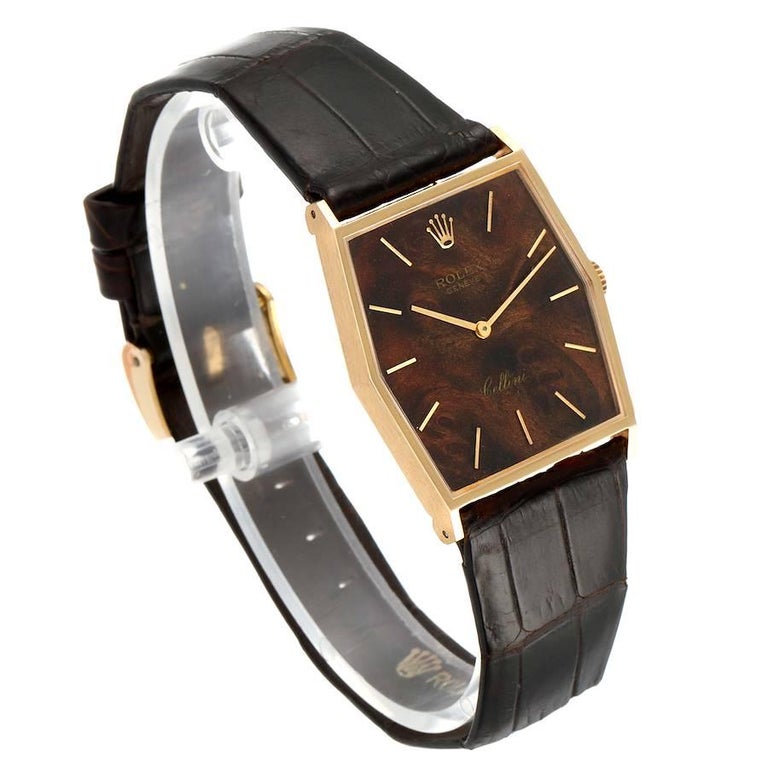 Rolex Cellini 18 Karat Yellow Gold Wood Dial Vintage Men's Watch 4122 ...