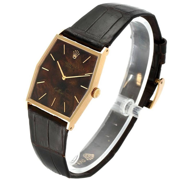 Rolex Cellini 18 Karat Yellow Gold Wood Dial Vintage Men's Watch 4122 ...