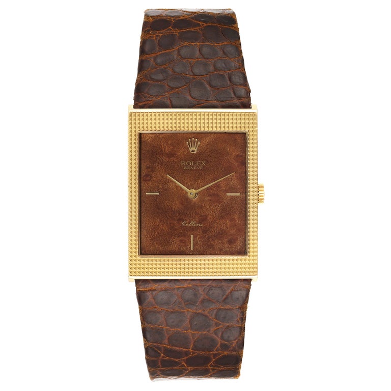 Rolex Cellini 18 Karat Yellow Gold Wooden Dial Vintage Men's Watch 4127 ...