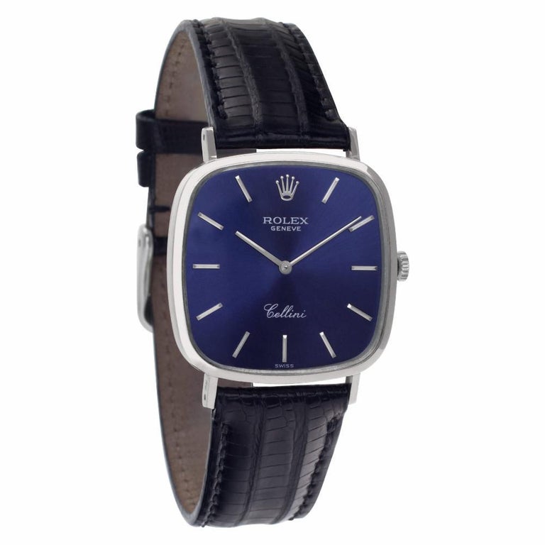 Rolex Cellini 4114, Blue Dial, Certified and Warranty at 1stDibs