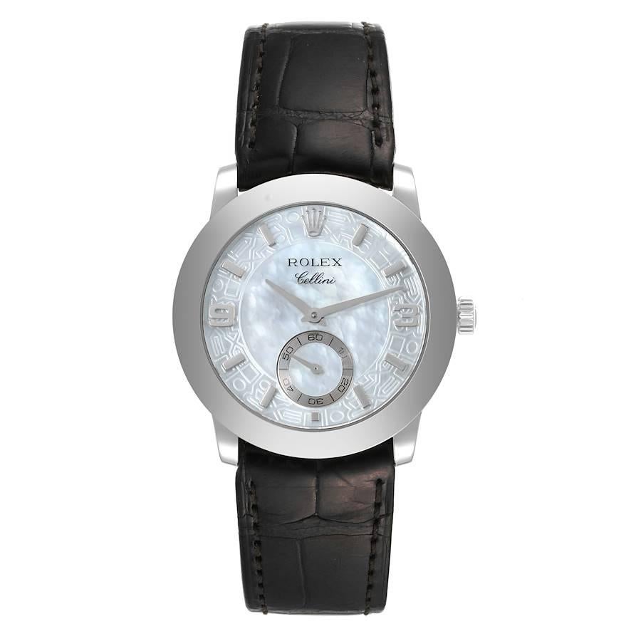 Rolex Cellini Cellinium Platinum Mother of Pearl Dial Mens Watch 5240 ...