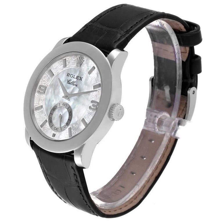Rolex Cellini Cellinium Platinum Mother of Pearl Dial Mens Watch 5240 ...