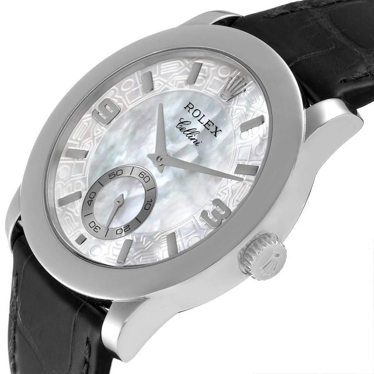 Rolex Cellini Cellinium Platinum Mother of Pearl Dial Mens Watch 5240 ...