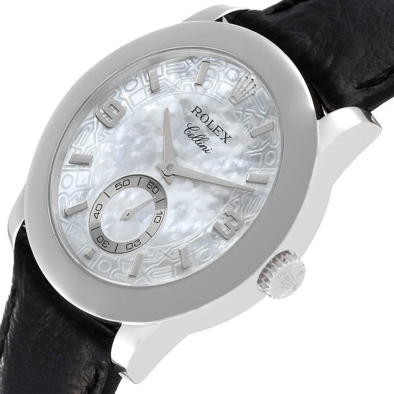 Rolex Cellini Cellinium Platinum Mother of Pearl Dial Mens Watch 5240 ...