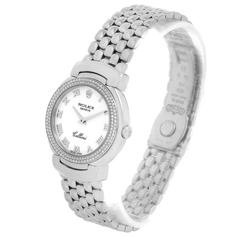 Rolex Cellini Cellissima 18 Karat White Gold Diamond Ladies Watch 6671 ...