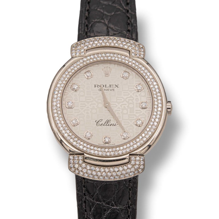 Rolex Cellini Cellissima 18k White Gold Diamond Quartz Movement ...