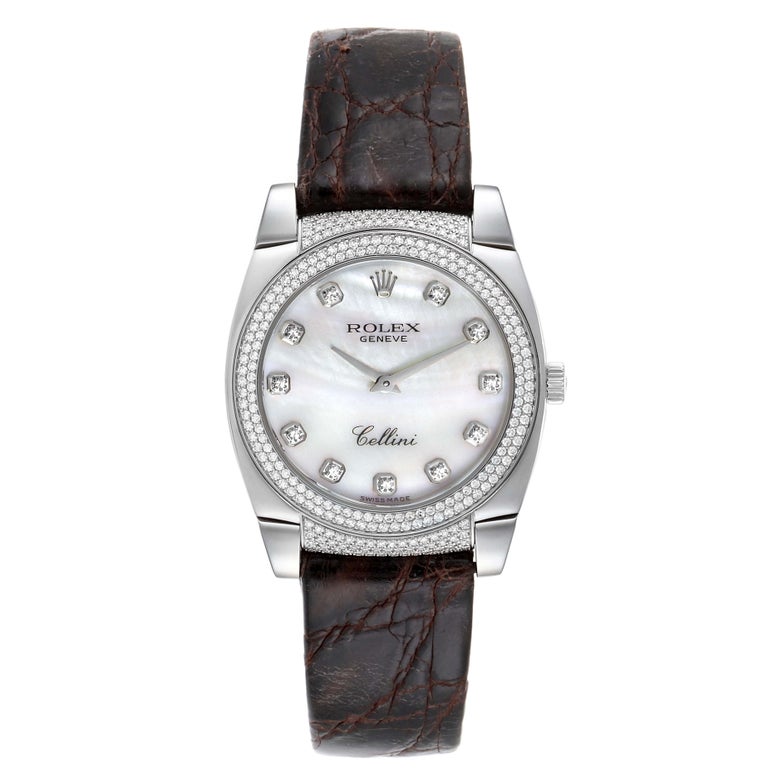 Rolex Cellini Cestello 18 Karat Gold Mother of Pearl Diamond Ladies ...