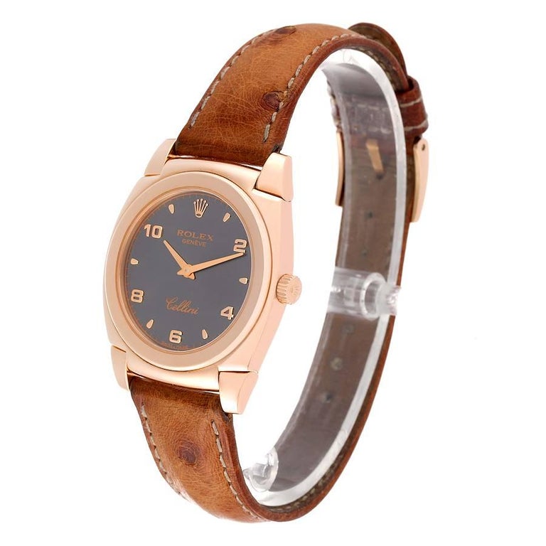 Rolex Cellini Cestello Rose Gold Slate Dial Ladies Watch 5320 at 1stDibs