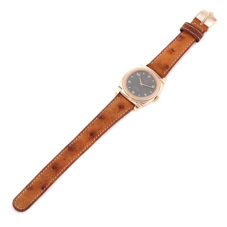 Rolex Cellini Cestello Rose Gold Slate Dial Ladies Watch 5320 at 1stDibs