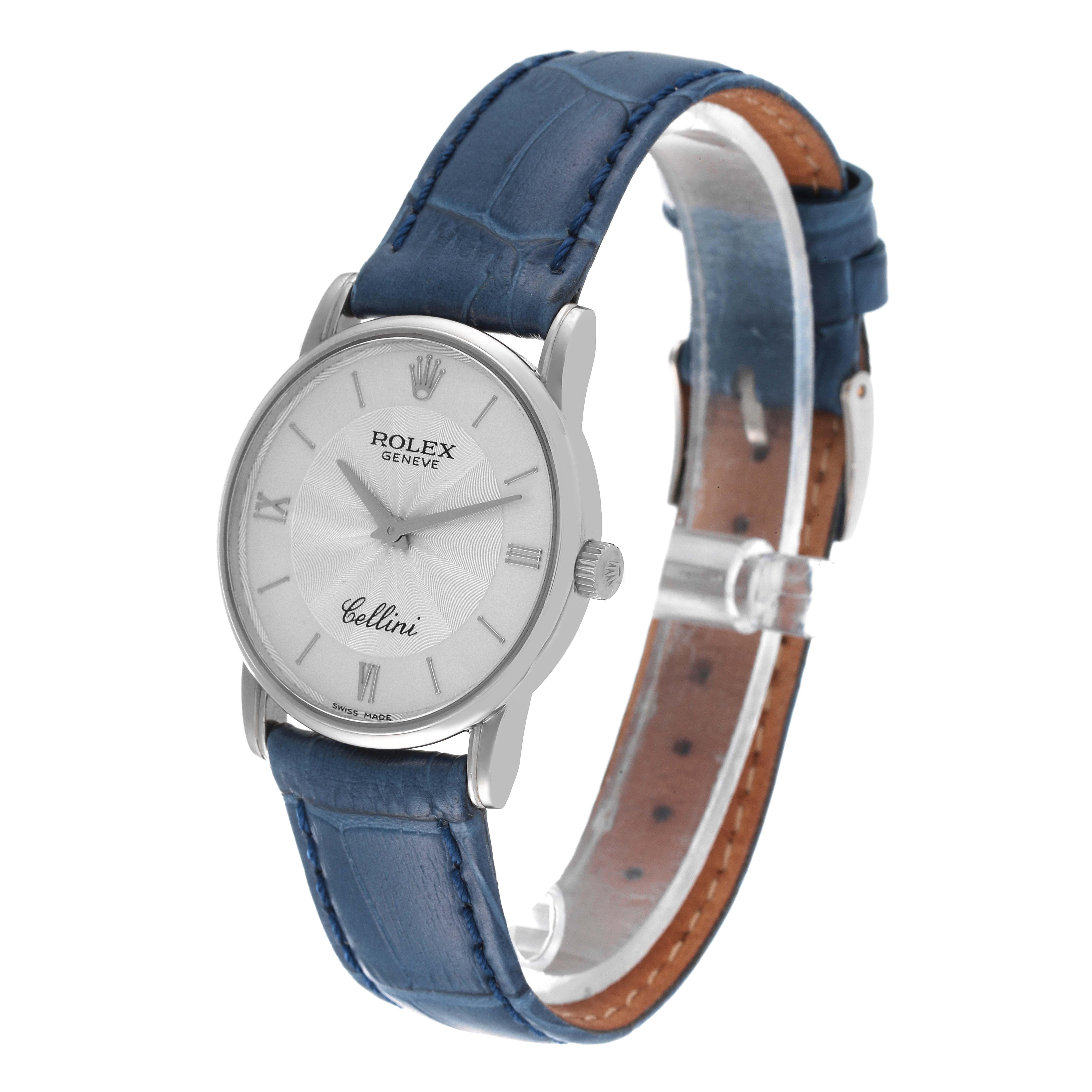 Rolex Cellini Classic 18k White Gold Silver Guilloche Dial Mens Watch ...