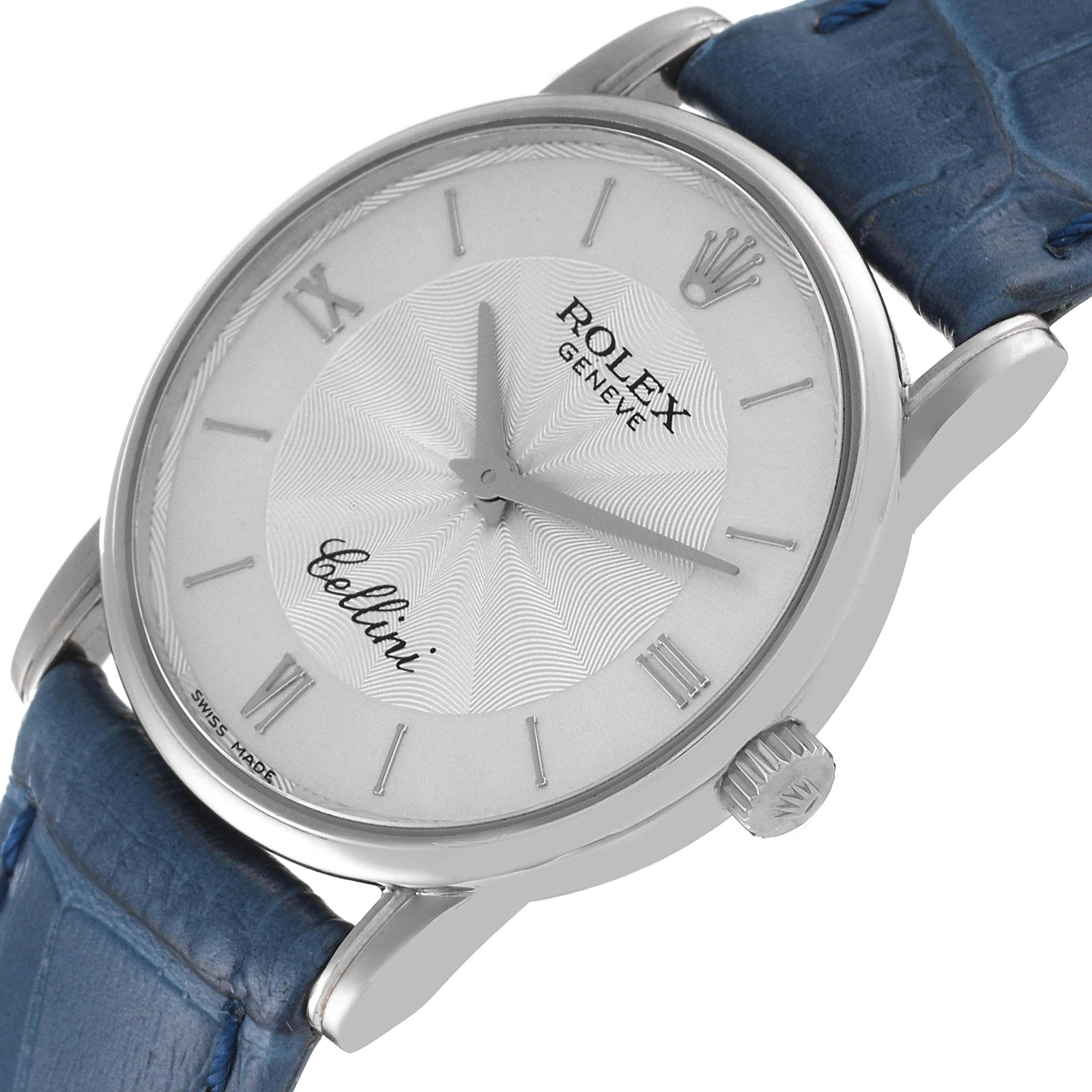 Rolex Cellini Classic 18k White Gold Silver Guilloche Dial Mens Watch ...