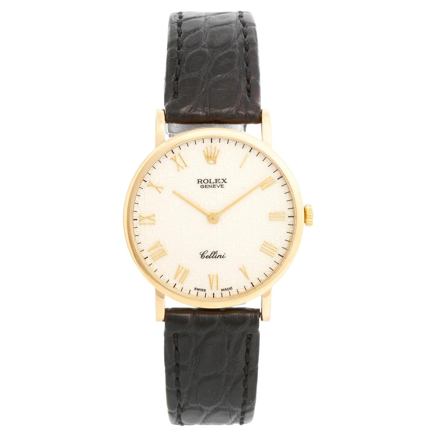 Rolex Cellini Classic 18k Yellow Gold Men's Watch 5112 White Roman Dial ...