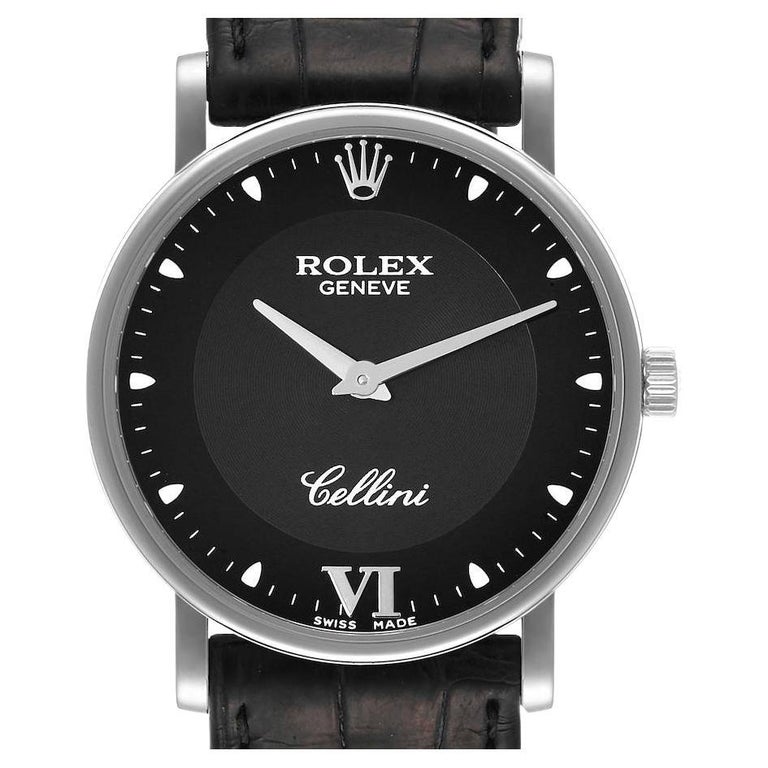 Rolex Cellini Classic 32mm White Gold Black Dial Mens Watch 5115 For ...