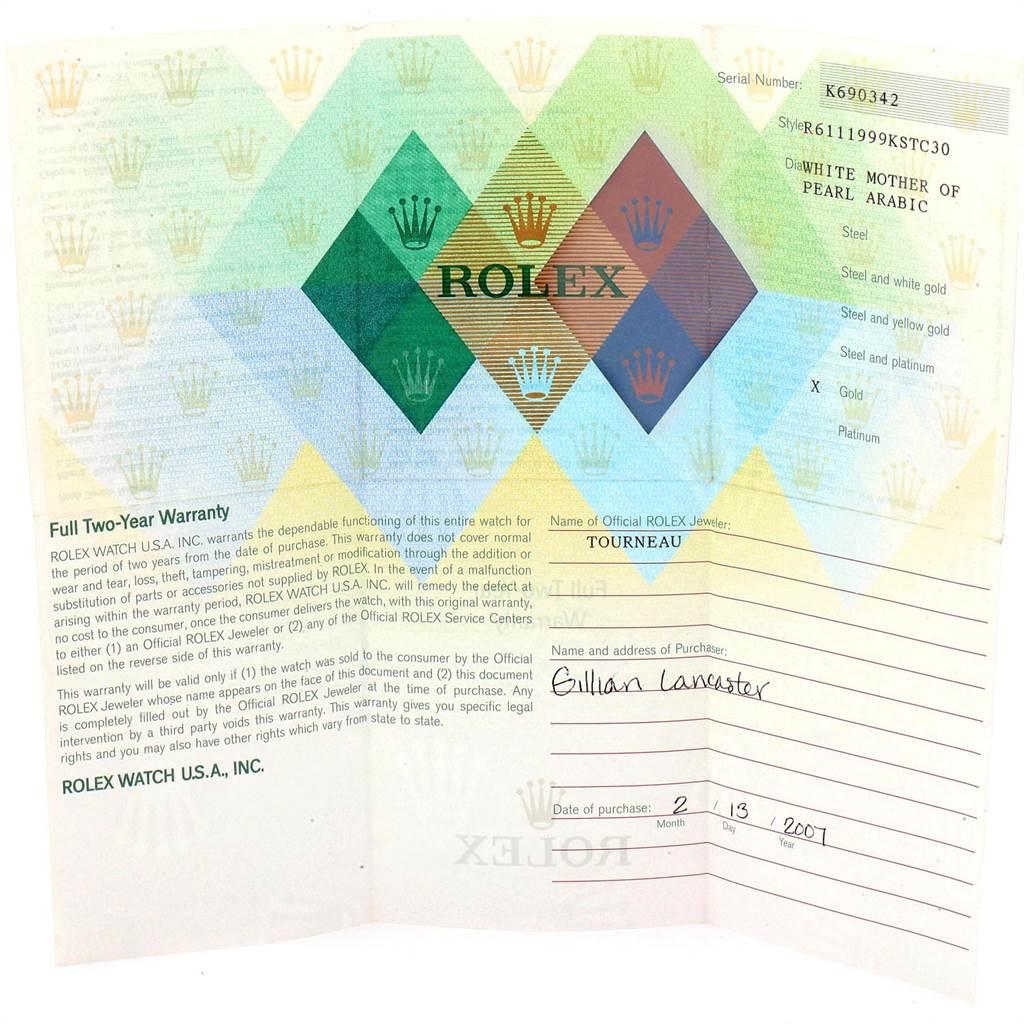 Rolex Cellini Classic White Gold Mother of Pearl Dial Ladies Watch 6111 ...