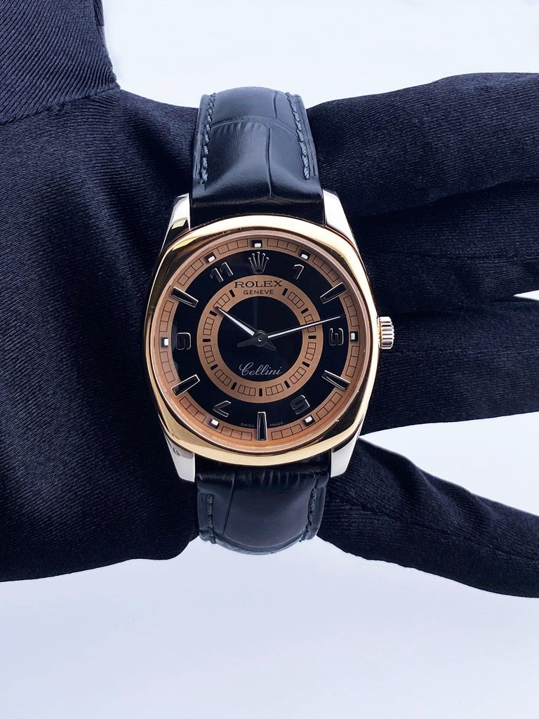 Rolex Cellini Daenos 4243 White and Rose Gold Mens Watch at 1stDibs