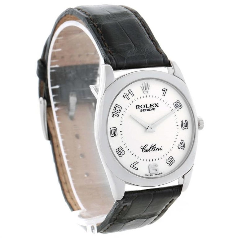 Rolex Cellini Danaos 18 Karat White Gold Black Strap Watch 4233 Year ...