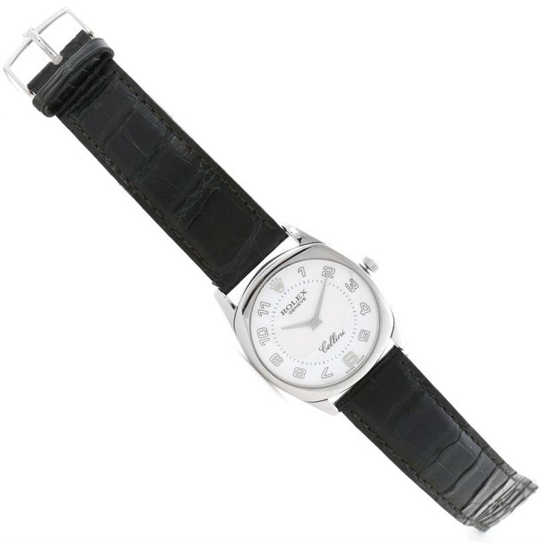 Rolex Cellini Danaos 18 Karat White Gold Black Strap Watch 4233 Year ...
