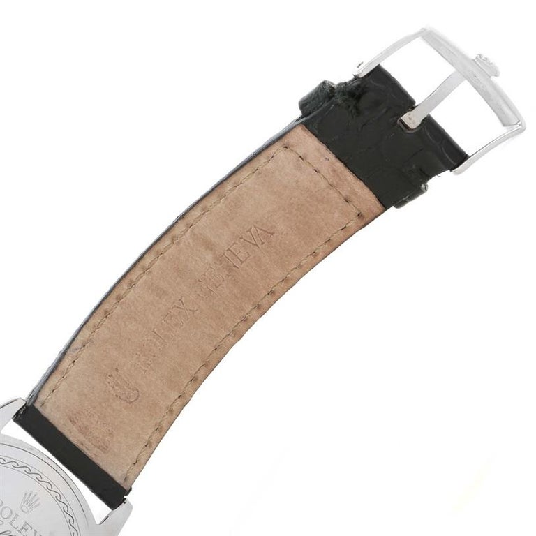 Rolex Cellini Danaos 18 Karat White Gold Black Strap Watch 4233 Year ...