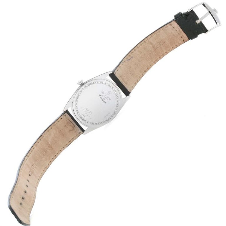 Rolex Cellini Danaos 18 Karat White Gold Black Strap Watch 4233 Year ...