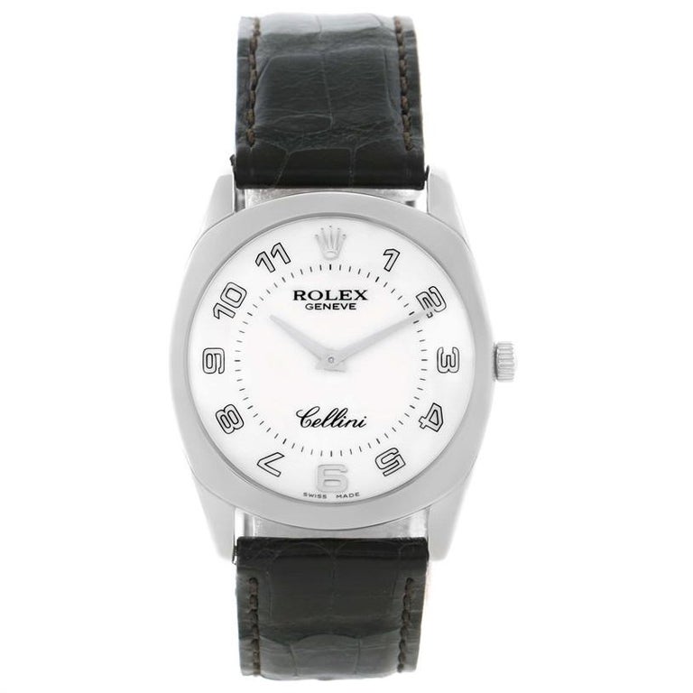 Rolex Cellini Danaos 18 Karat White Gold Black Strap Watch 4233 Year ...