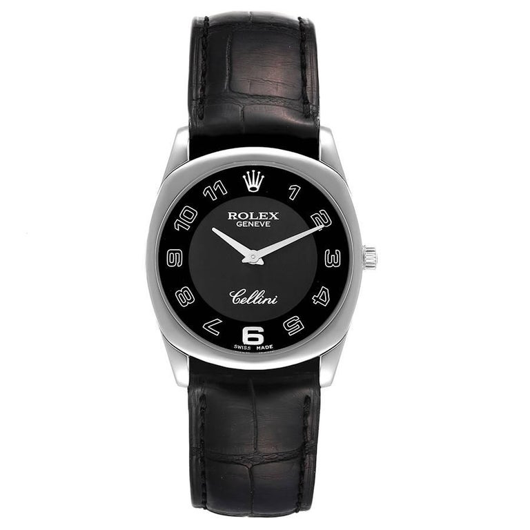 Rolex Cellini Danaos 18K White Gold Black Dial Mens Watch 4233 For Sale ...