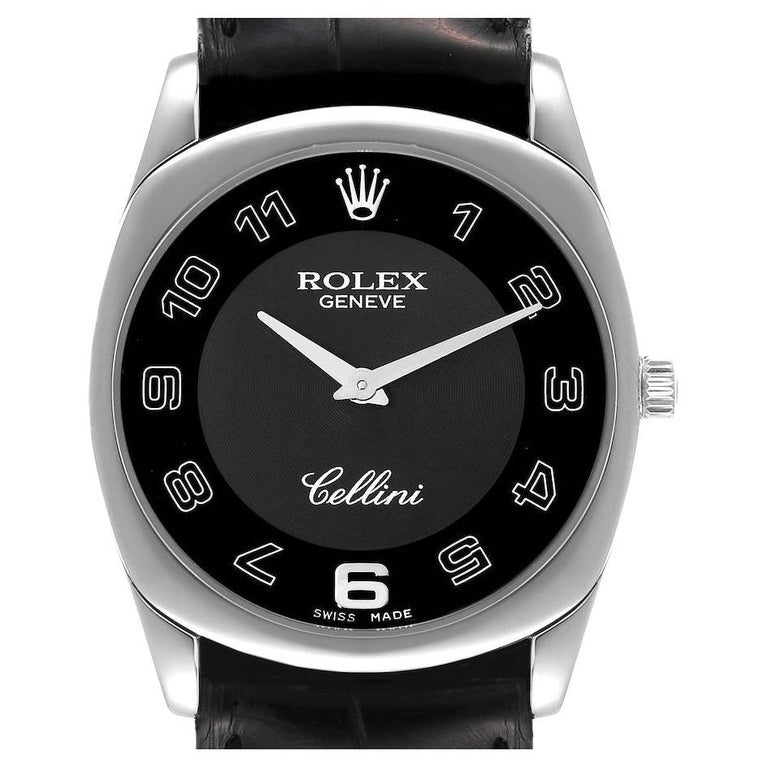 Rolex Cellini Danaos 18K White Gold Black Dial Mens Watch 4233 For Sale ...