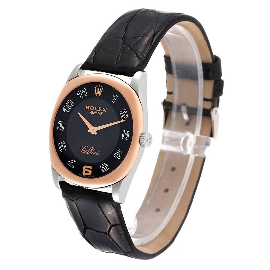 Rolex Cellini Danaos White and Rose Gold Black Strap Mens Watch 4233 ...