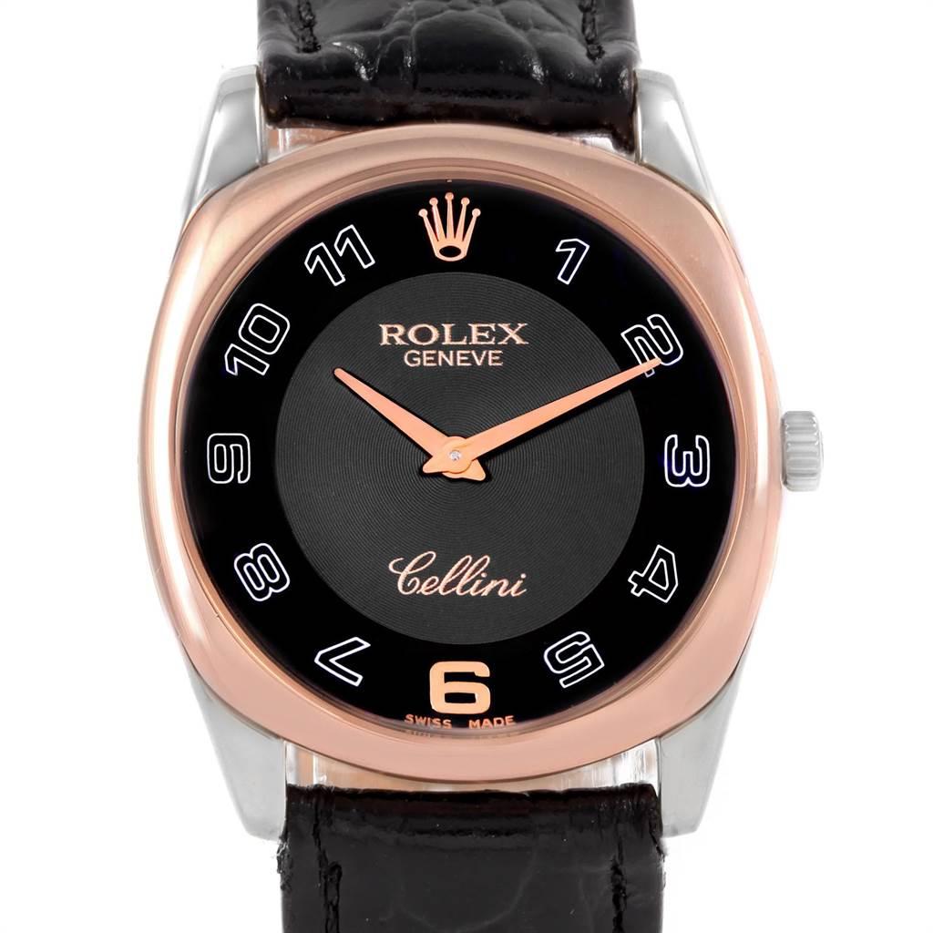 Rolex Cellini Danaos White Rose Gold Black Strap Men’s Watch 4233 For ...