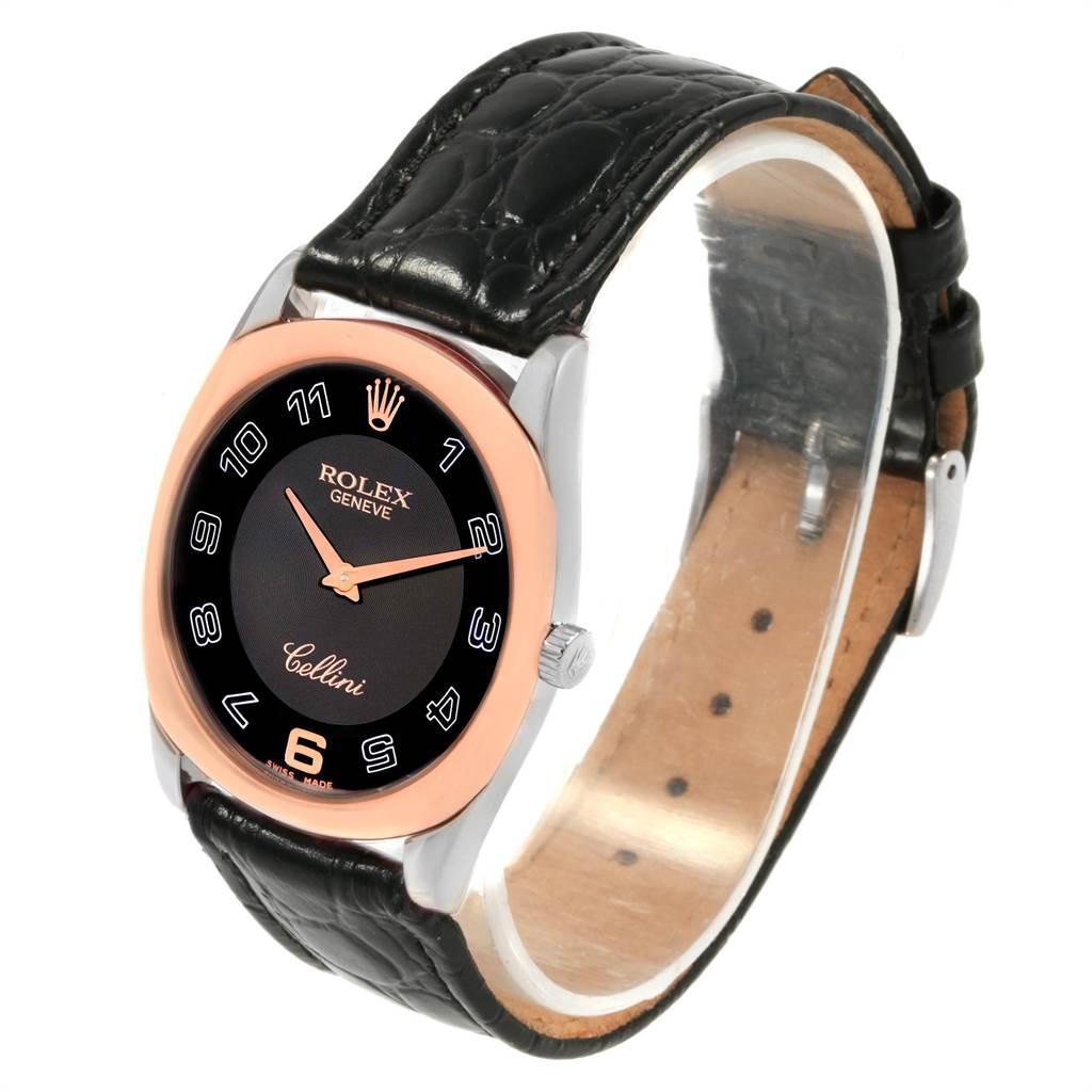 Rolex Cellini Danaos White Rose Gold Black Strap Men’s Watch 4233 For ...
