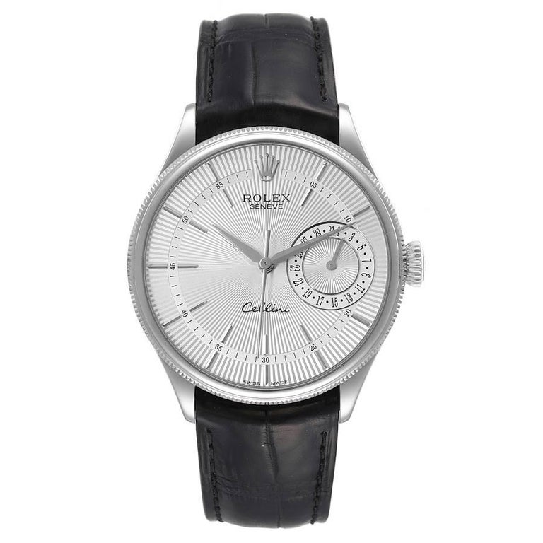 Rolex Cellini Date 18K White Gold Silver Dial Automatic Mens Watch ...