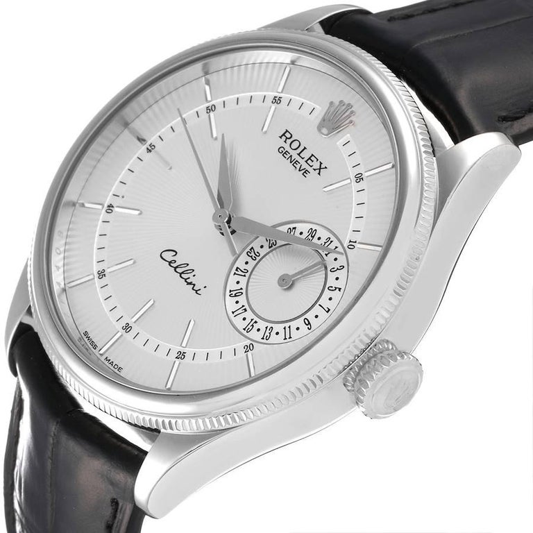 Rolex Cellini Date 18K White Gold Silver Dial Automatic Mens Watch ...