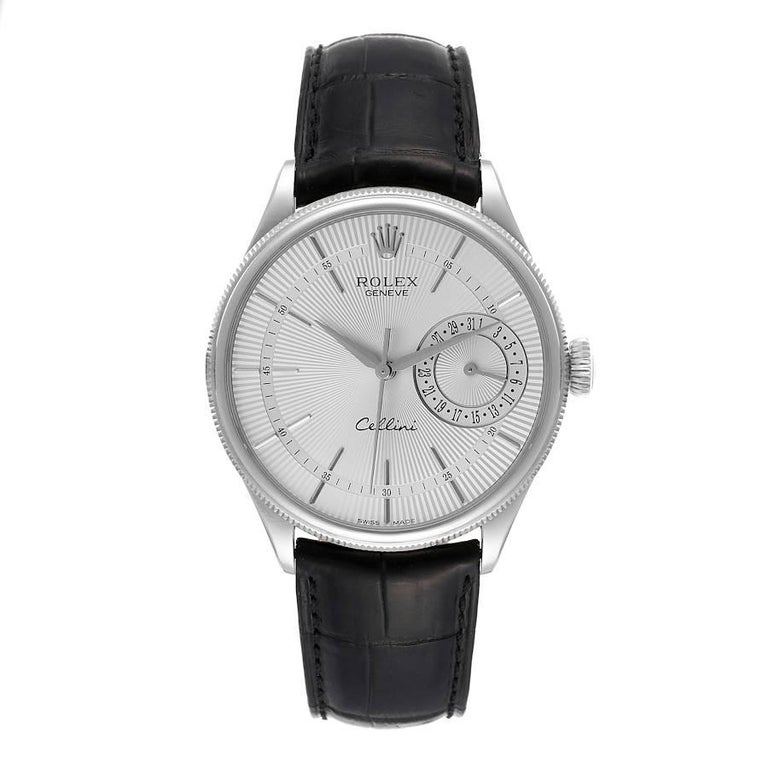 Rolex Cellini Date White Gold Silver Dial Automatic Mens Watch 50519 ...