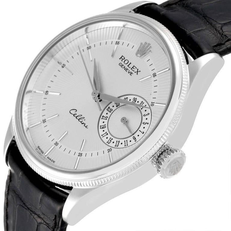 Rolex Cellini Date White Gold Silver Dial Automatic Mens Watch 50519 ...