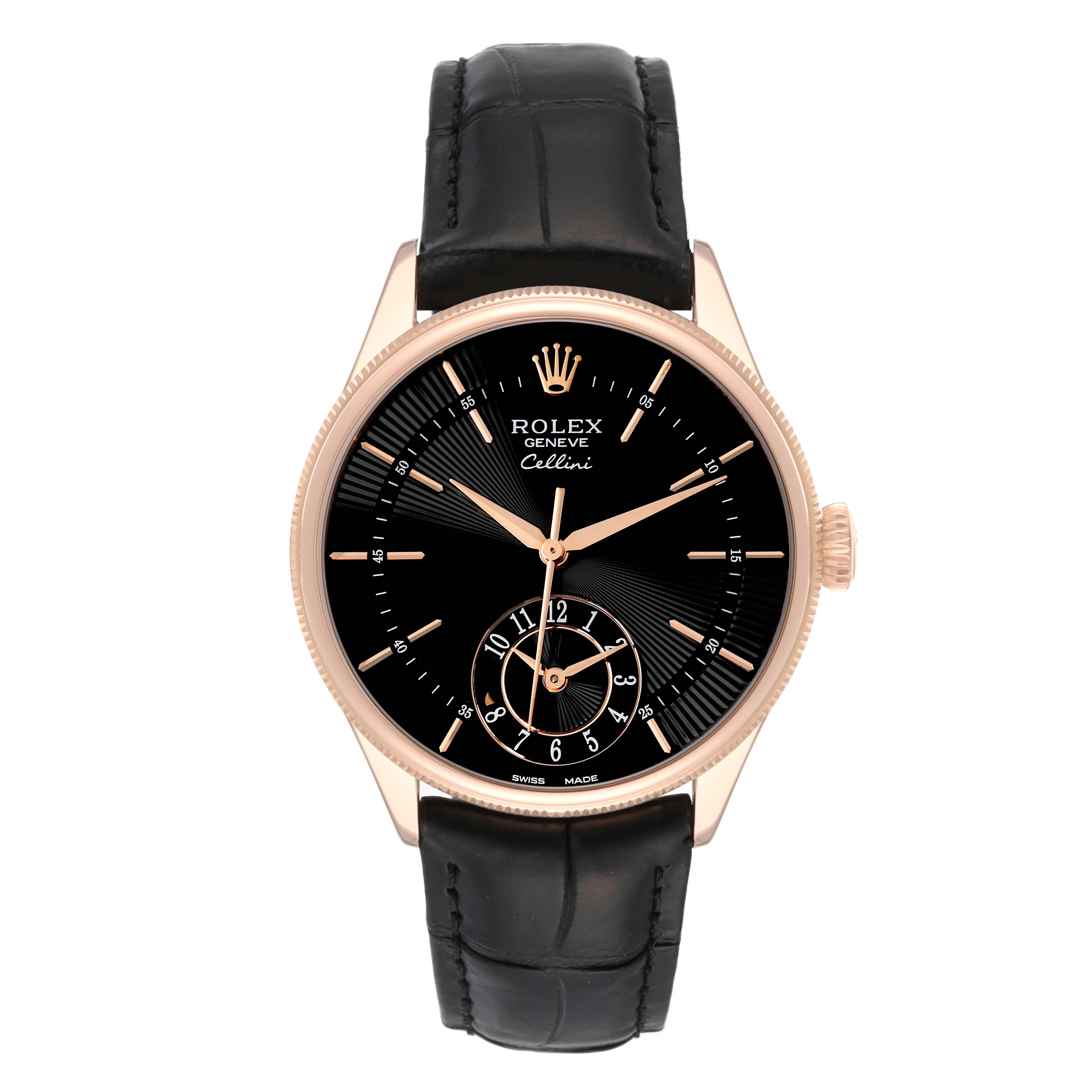 Rolex Cellini Dual Time Rose Gold Automatic Mens Watch 50525 For Sale ...
