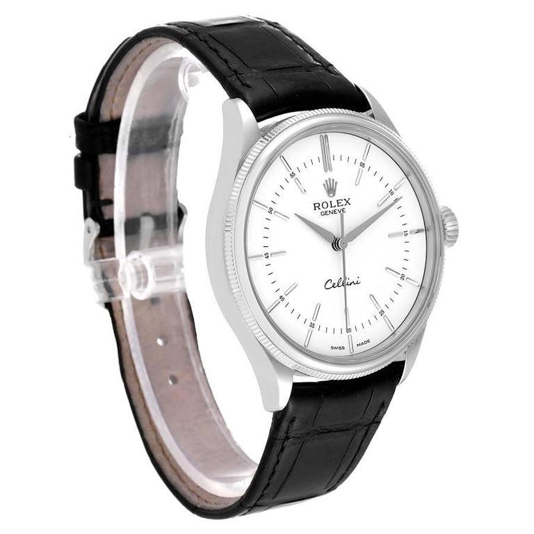 Rolex Cellini Dual Time White Gold Automatic Mens Watch 50509 Box Card ...