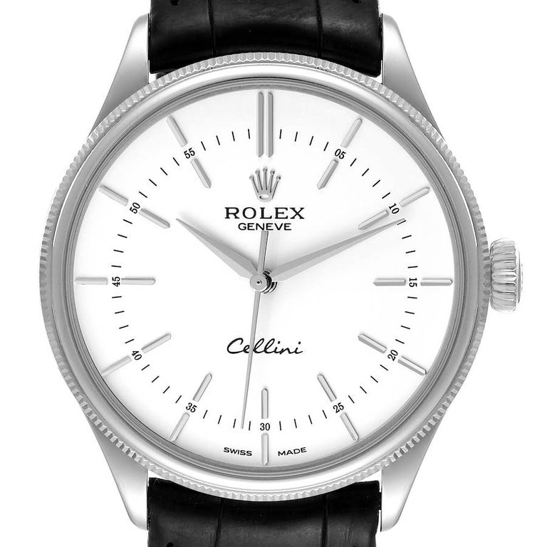 Rolex Cellini Dual Time White Gold Automatic Mens Watch 50509 Box Card ...