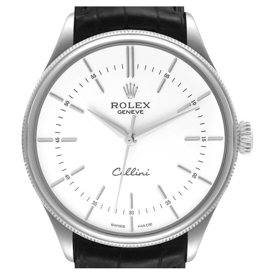 Rolex Cellini Dual Time White Gold Automatic Men's Watch 50509 at 1stDibs