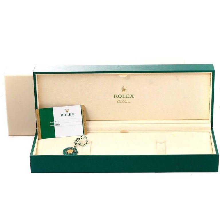 Rolex Cellini Time White Gold Black Dial Mens Watch 50509 Box Card For ...