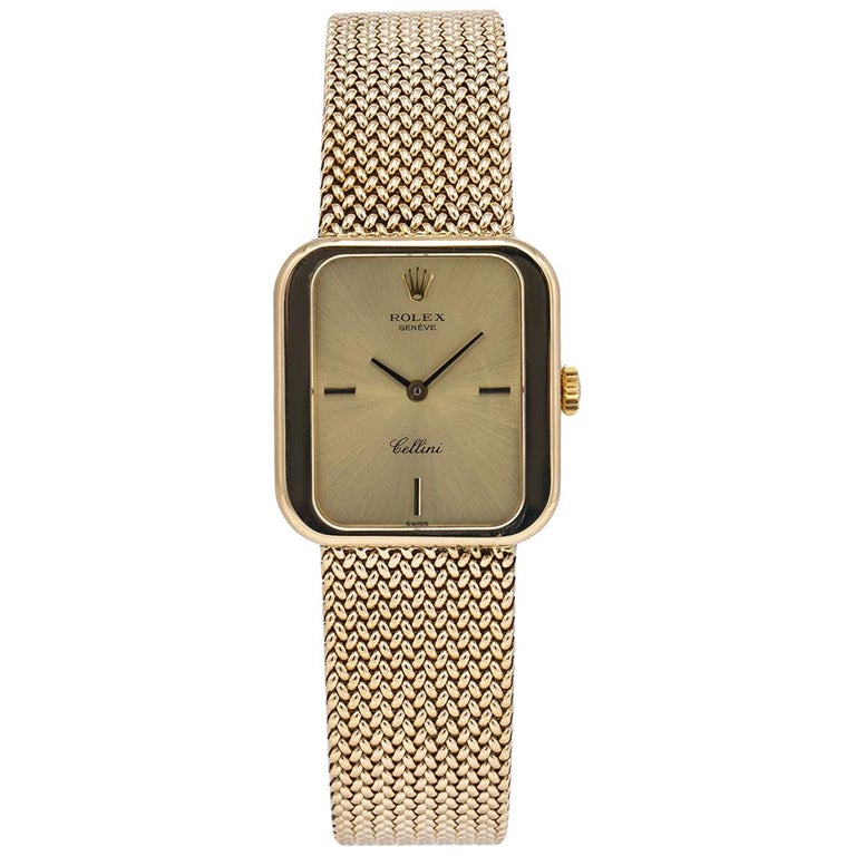 Rolex Cellini Geneve 4335 Vintage 18 Karat Gold Manual Wind Square ...