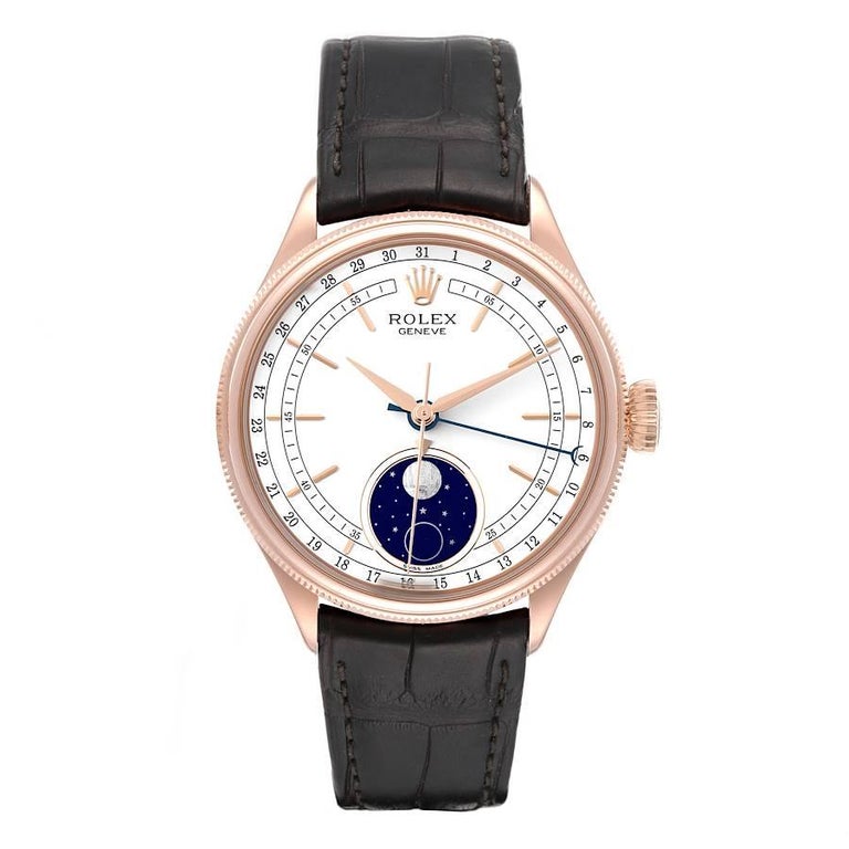 Rolex Cellini Moonphase Everose Gold White Dial Automatic Mens Watch 50535 at 1stDibs