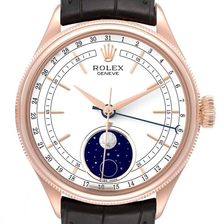 Rolex Cellini Moonphase Everose Gold White Dial Automatic Mens Watch ...