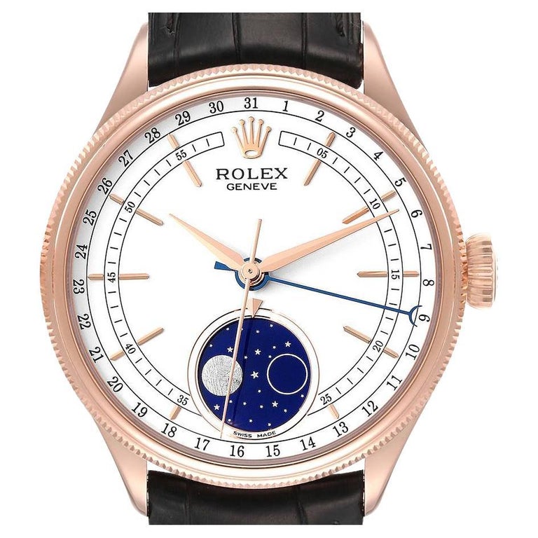 Rolex Cellini Moonphase White Dial Rose Gold Mens Watch 50535 For Sale at 1stDibs