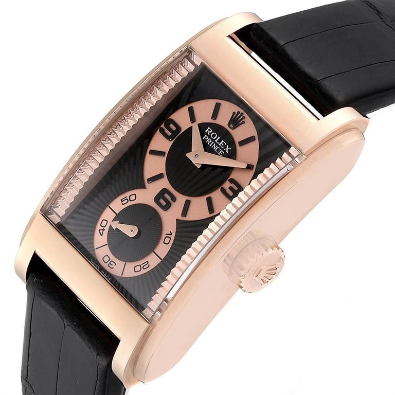 Rolex Cellini Prince Black Dial 18 Karat Rose Gold Men’s Watch 5442 Box ...